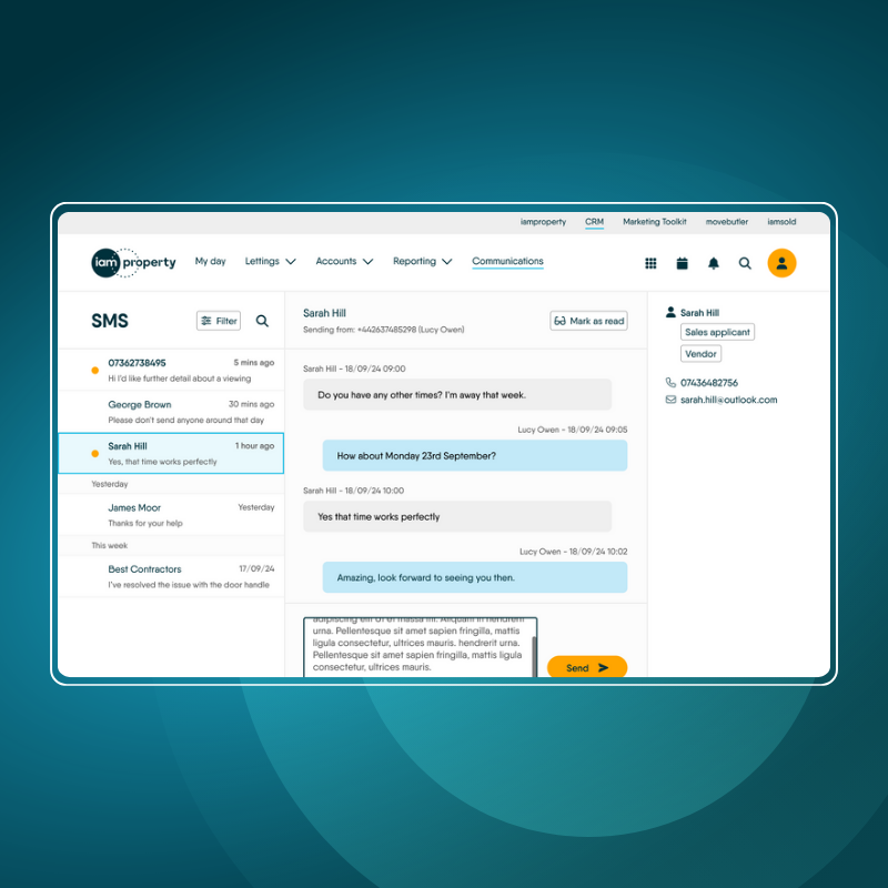 CRM Feature spotlight – Two-Way SMS Inbox - iamproperty